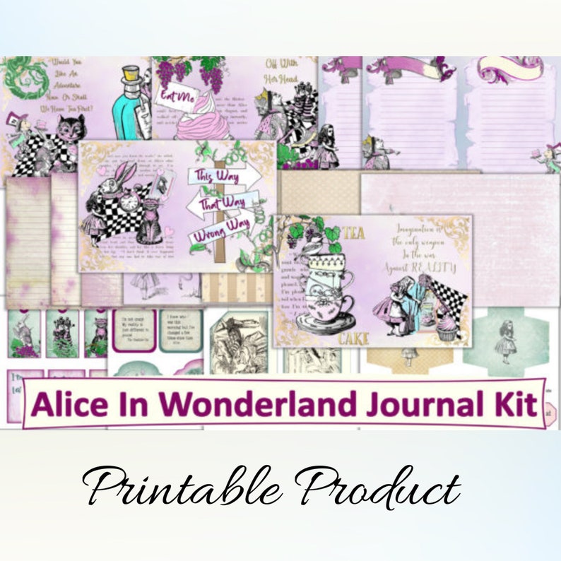 Printable Alice in Wonderland Junk Journal Kit - Etsy