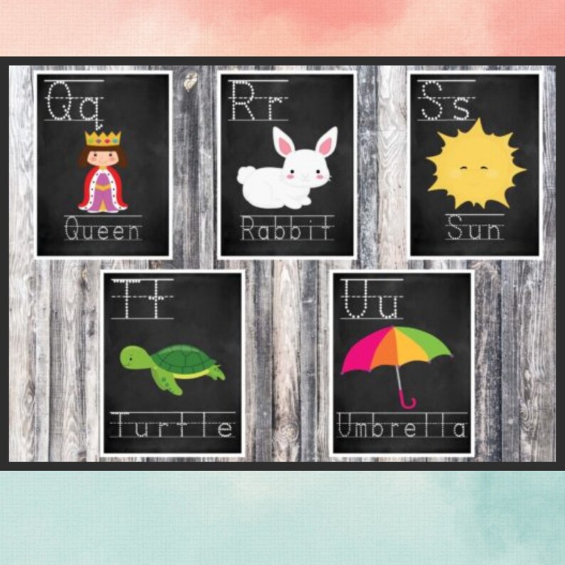 Chalkboard Alphabet Tracing Flashcards Printable - Etsy