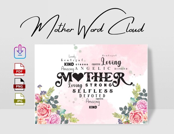 Printable Mother Word Cloud | Etsy