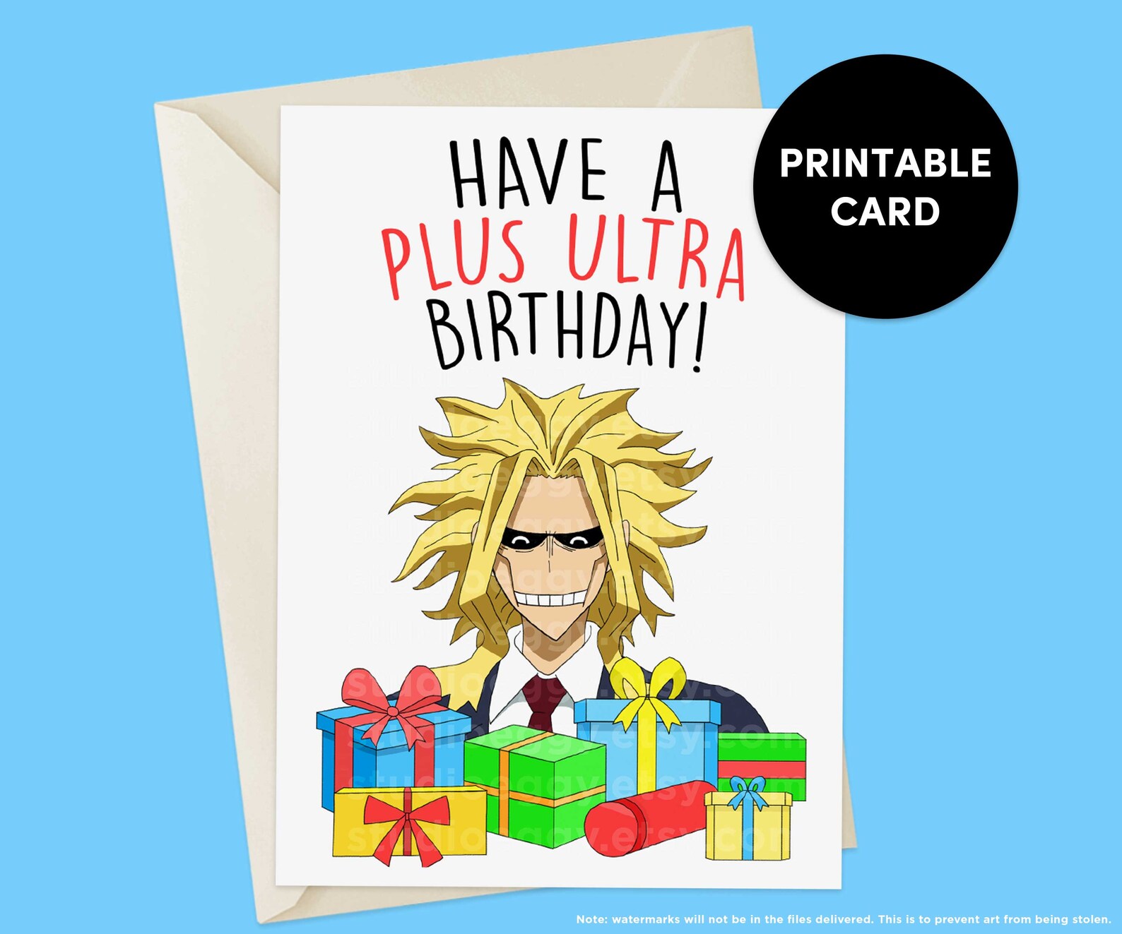Anime Birthday Card, Printable Birthday Card, Anime Greeting Card ...