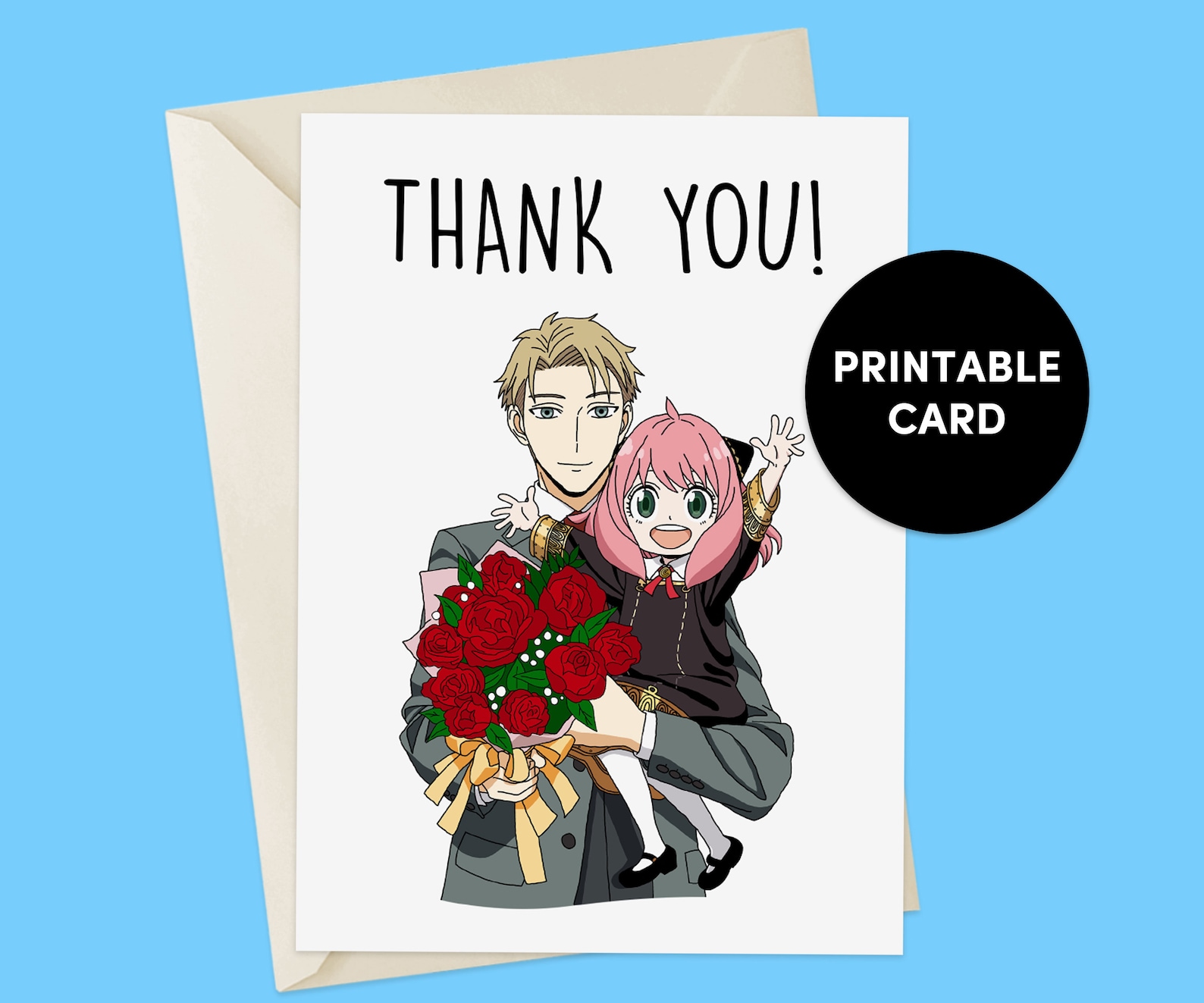 Anime Thank You Card Printable Thank You Card Anime Greeting - Etsy