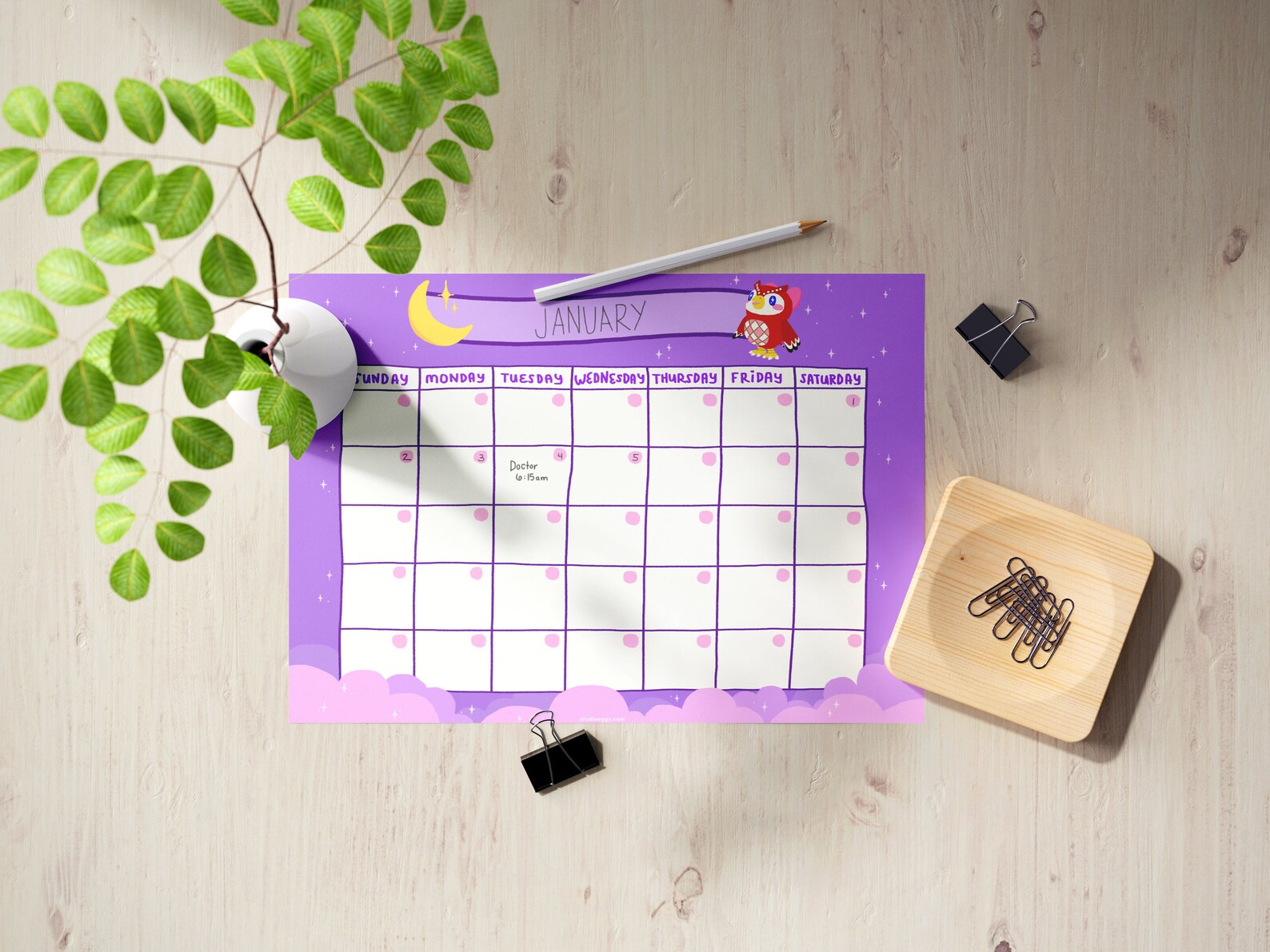 Animal Celeste the Owl Printable Calendar, Printable Calendar ...