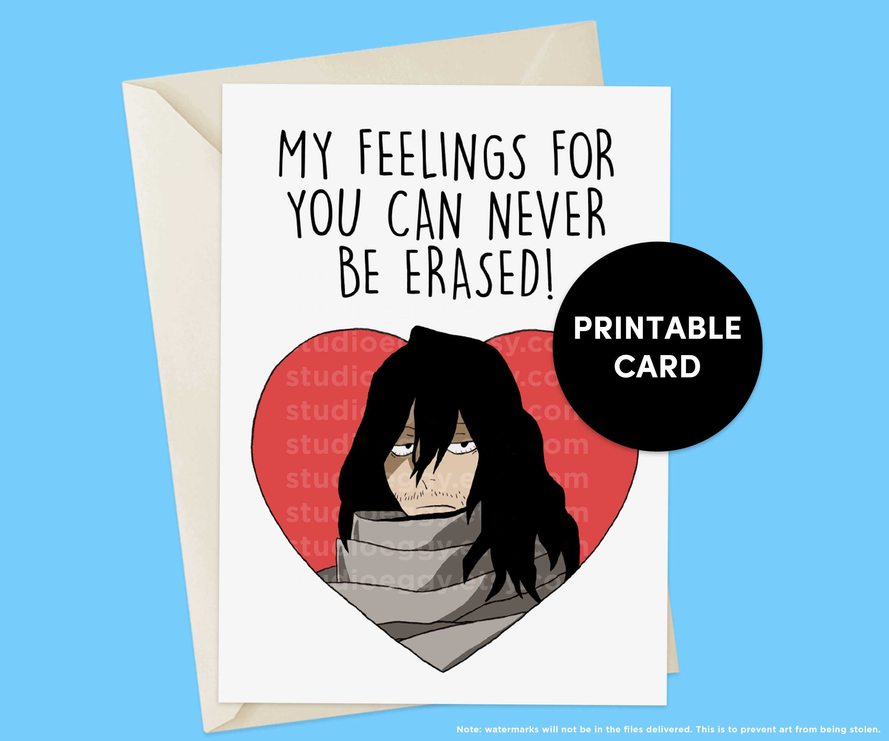 Anime Anniversary Card, Printable Valentine Card, Anime Valentine Card ...
