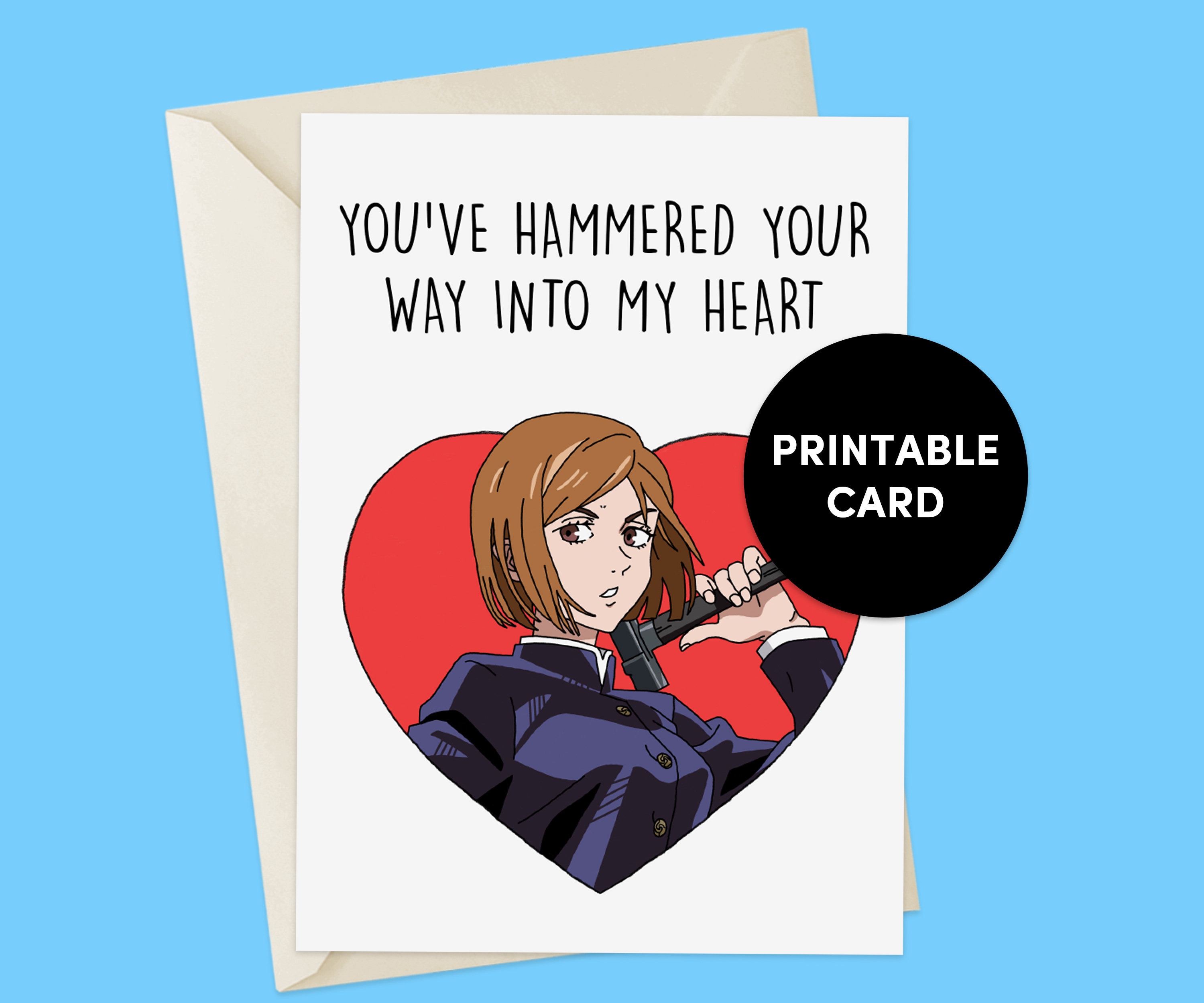 Anime Anniversary Card, Printable Anniversary Card, Anime Valentine ...