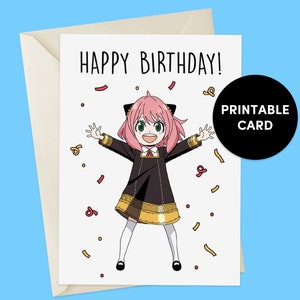 Anime Birthday Card Printable Birthday Card Anime Greeting - Etsy