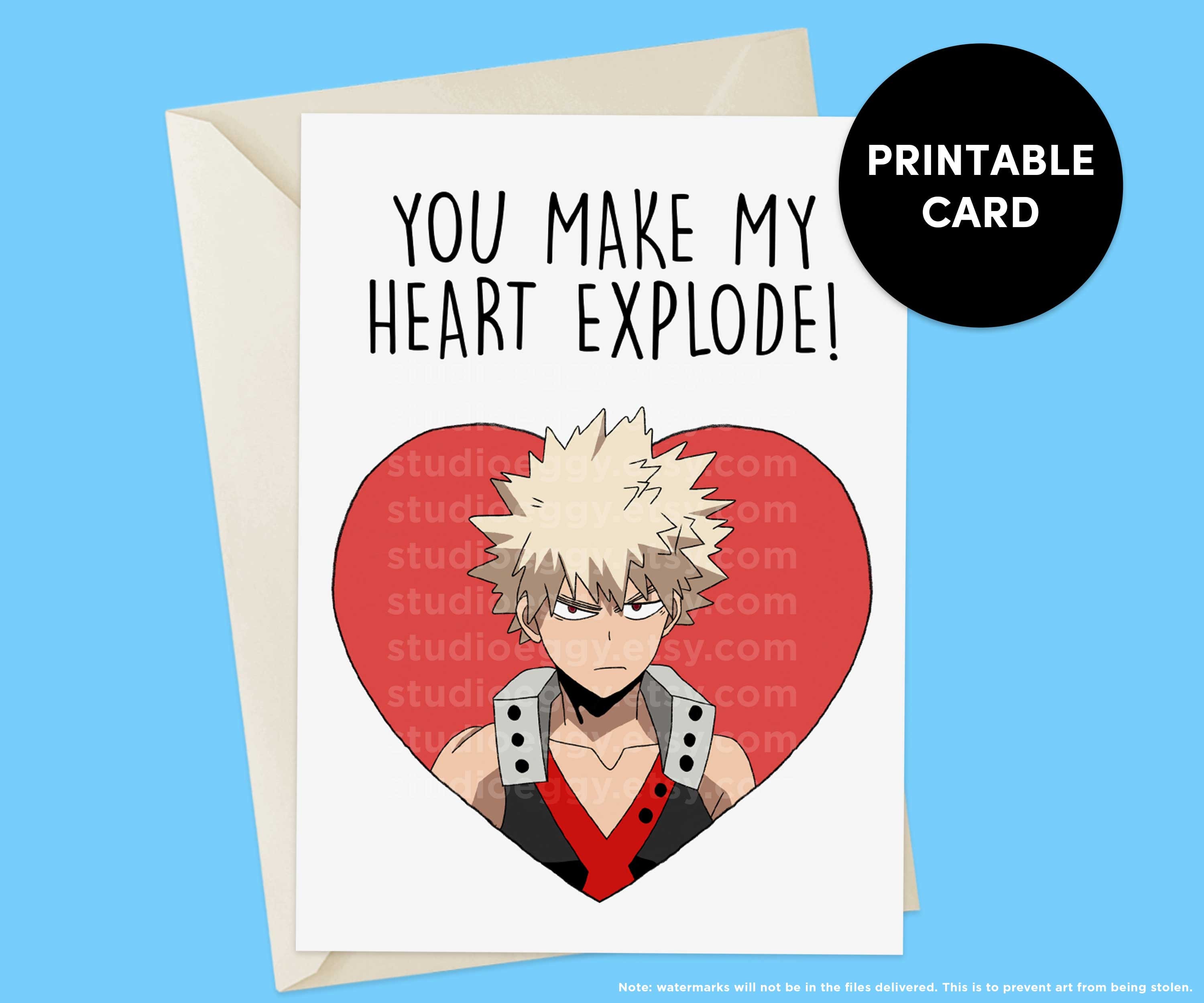 Anime Anniversary Card, Printable Valentine Card, Anime Valentine Card ...