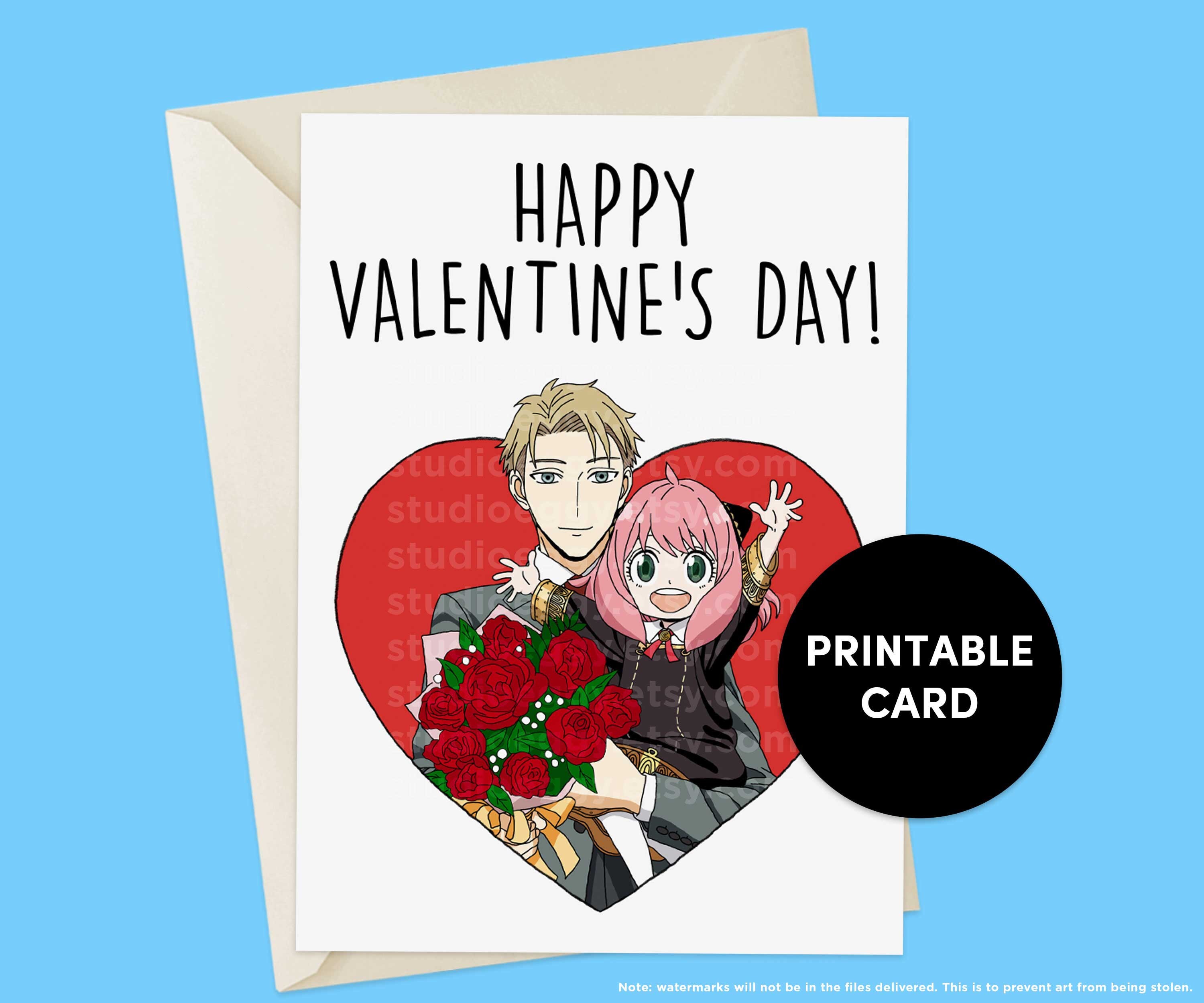Anime Anniversary Card, Printable Anniversary Card, Anime Valentine ...