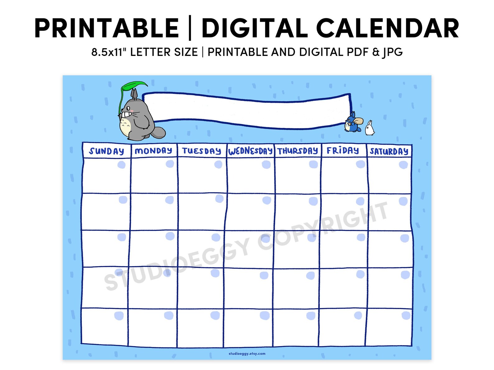 Anime Kawaii Printable Calendar, Printable Calendar, Landscape Calendar ...