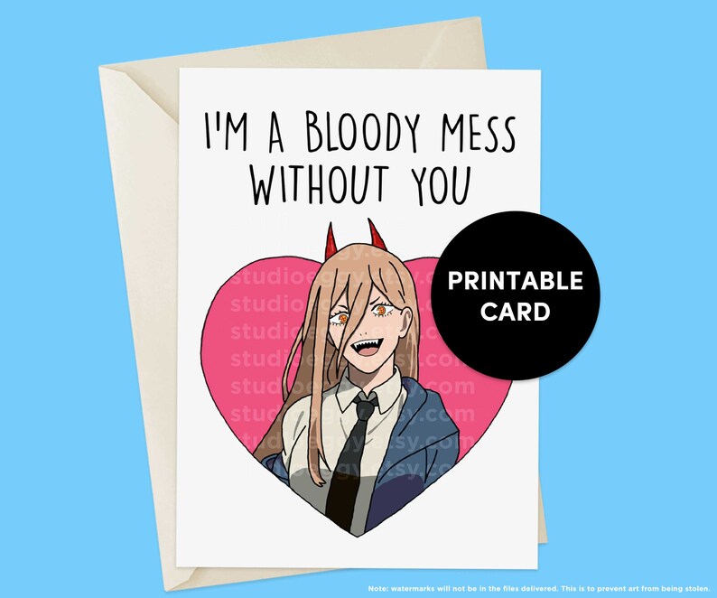 Anime Anniversary Card, Printable Valentine Card, Anime Valentine Card ...