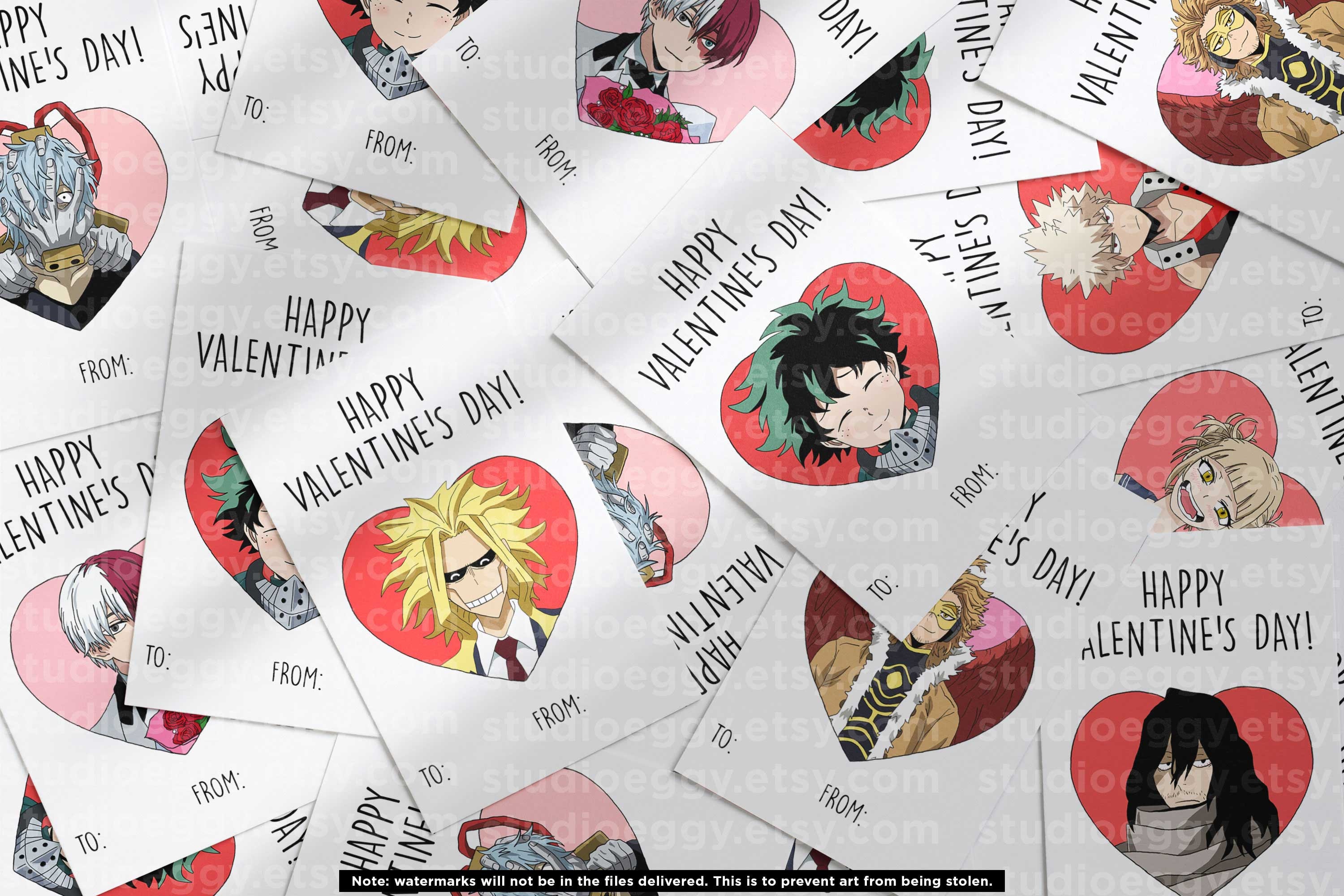 Anime Valentine Cards, Printable Valentine Cards, Valentine Card Set ...