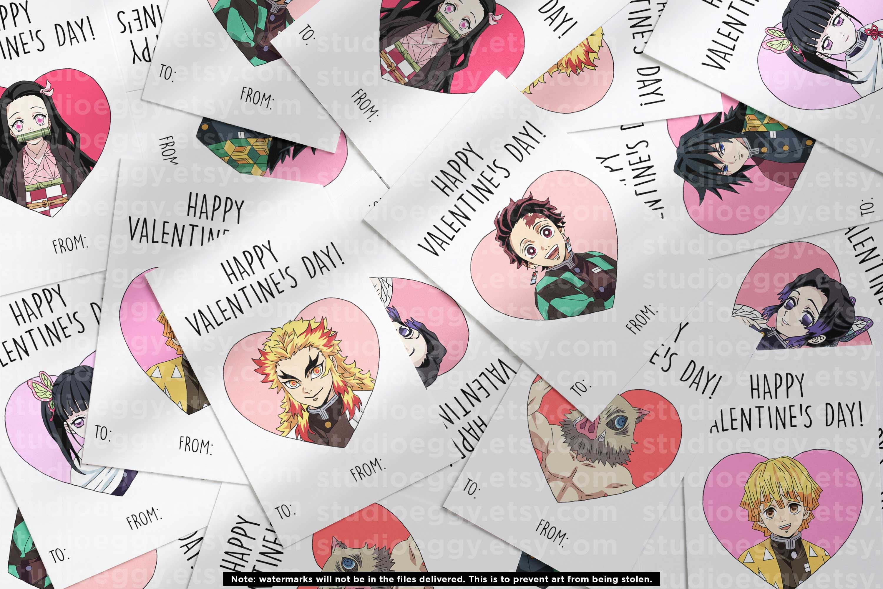 Anime Valentine Cards, Printable Valentine Cards, Valentine Card Set ...