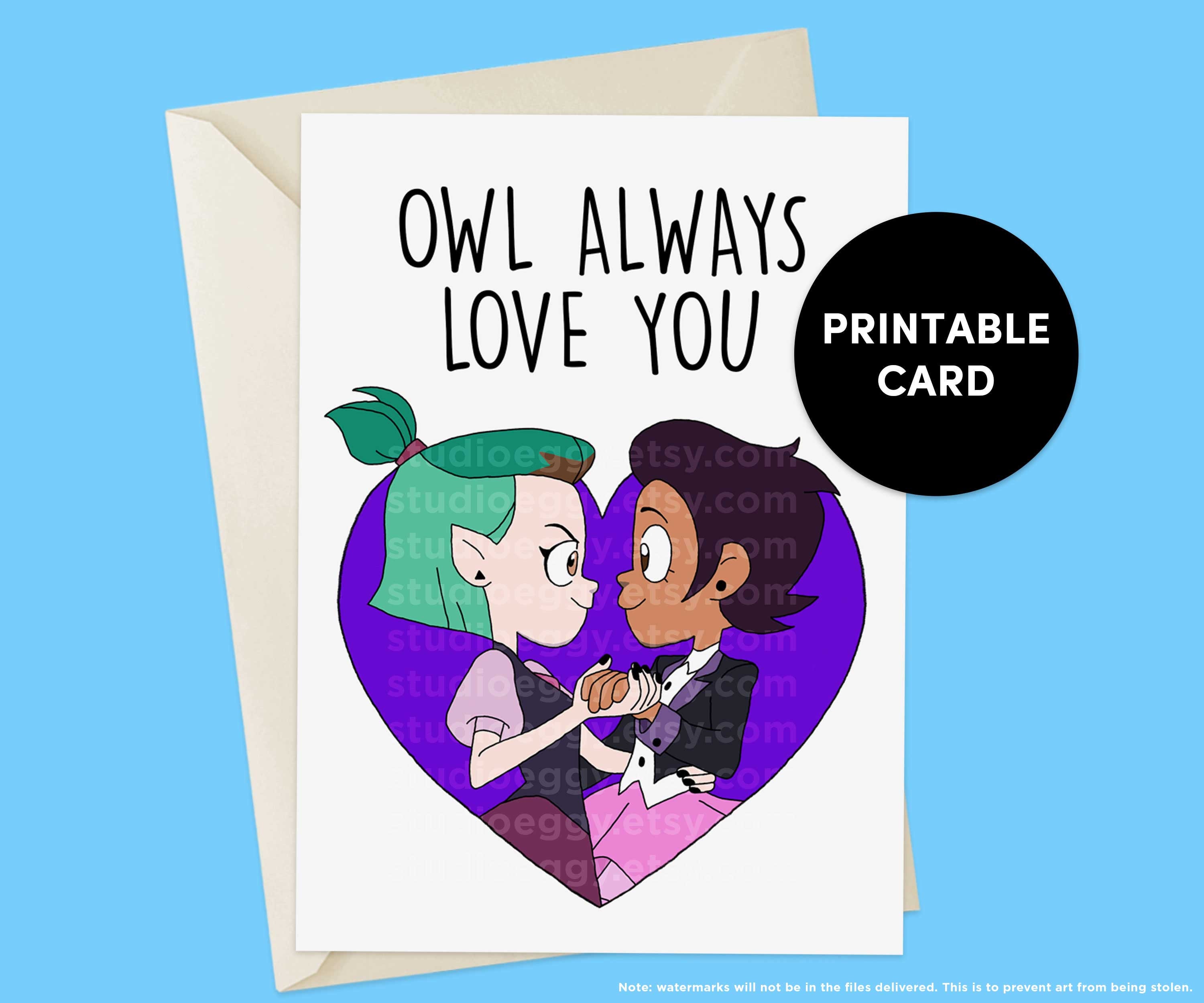 Owl Haus Card, Printable Love Card, Lumity Valentine Card, Digital ...