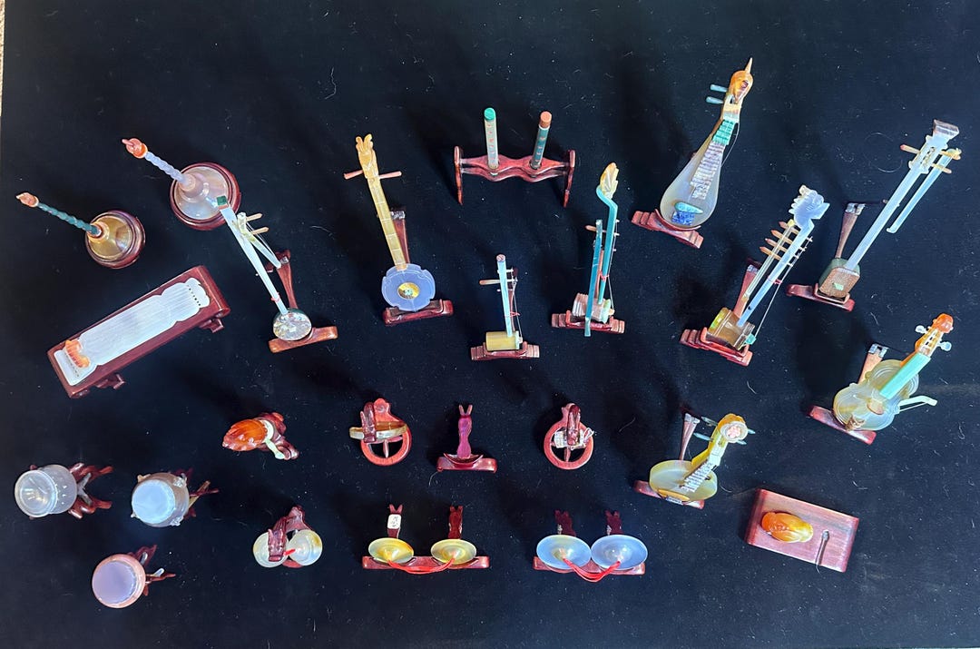Vintage Chinese Hand-carved Miniature Jade Musical Instrument Set - Etsy