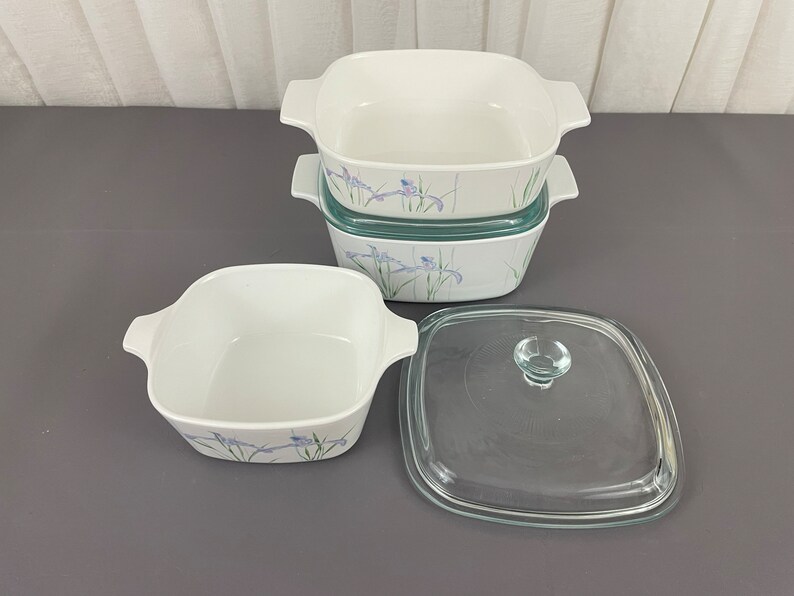 Corning Ware Casseroles Dishes in Shadow Iris Pattern - Etsy