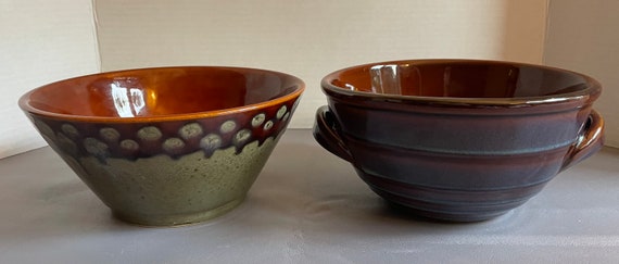 Vintage Teleflora Oven to Table Drip Glazed Pottery Bowls | Etsy