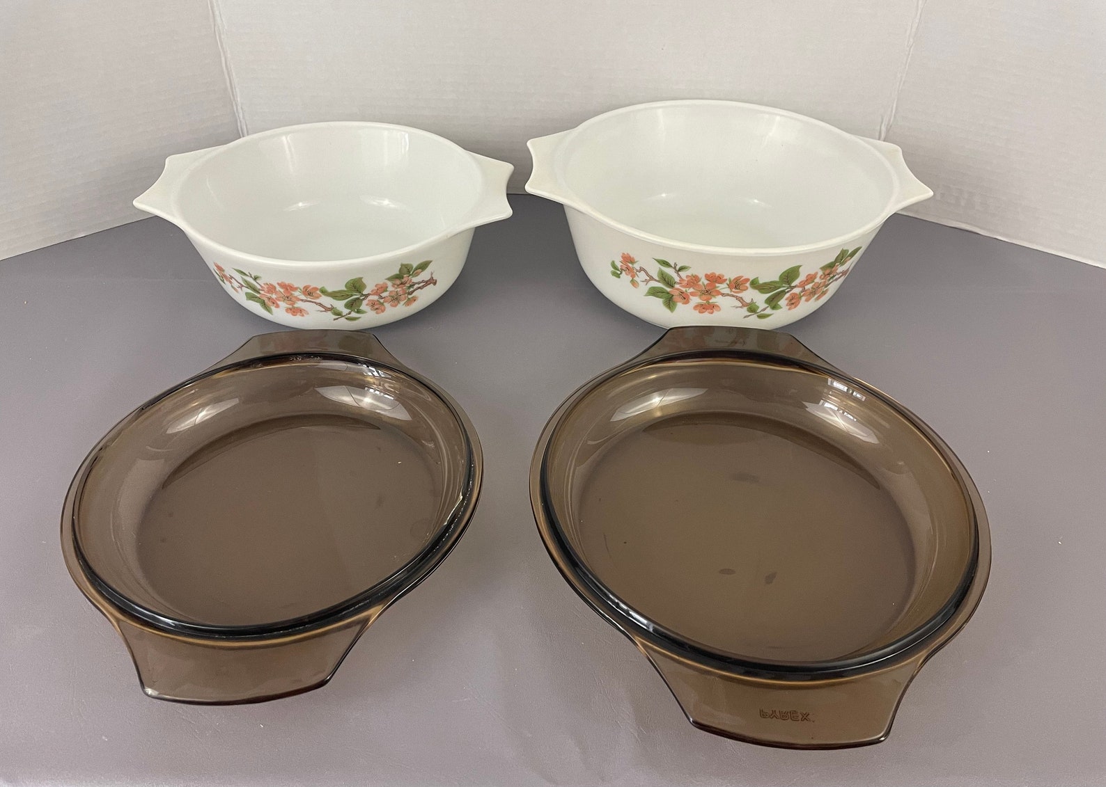 Vintage Pyrex Cherry Blossom Round Casserole Dishes Made in - Etsy