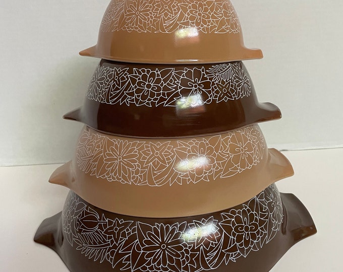 Pyrex Woodland Cinderella 4 Nesting Bowls Set - Vintage Corning, 444 ...