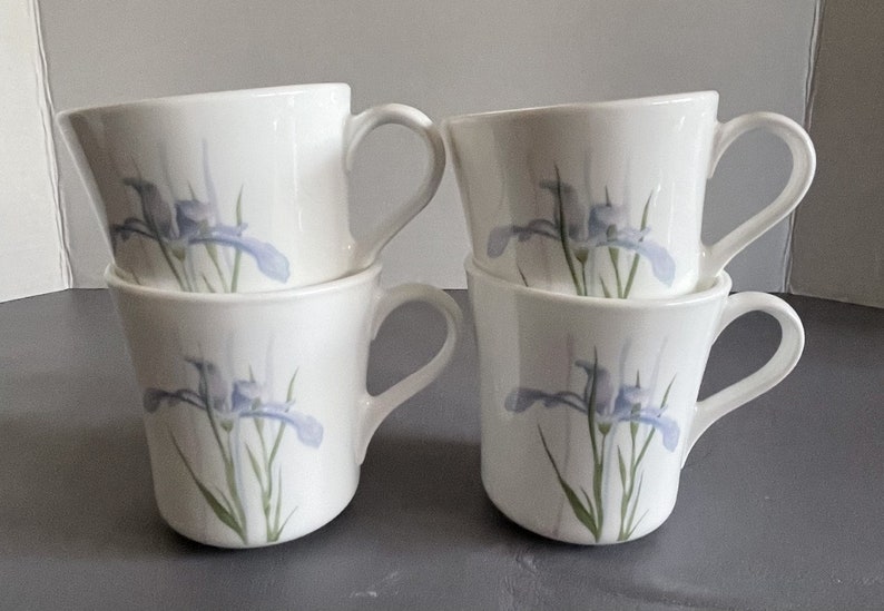 Corelle Set of 4 USA Made Coffee/tea Mugs/cups in Shadow Iris Pattern ...