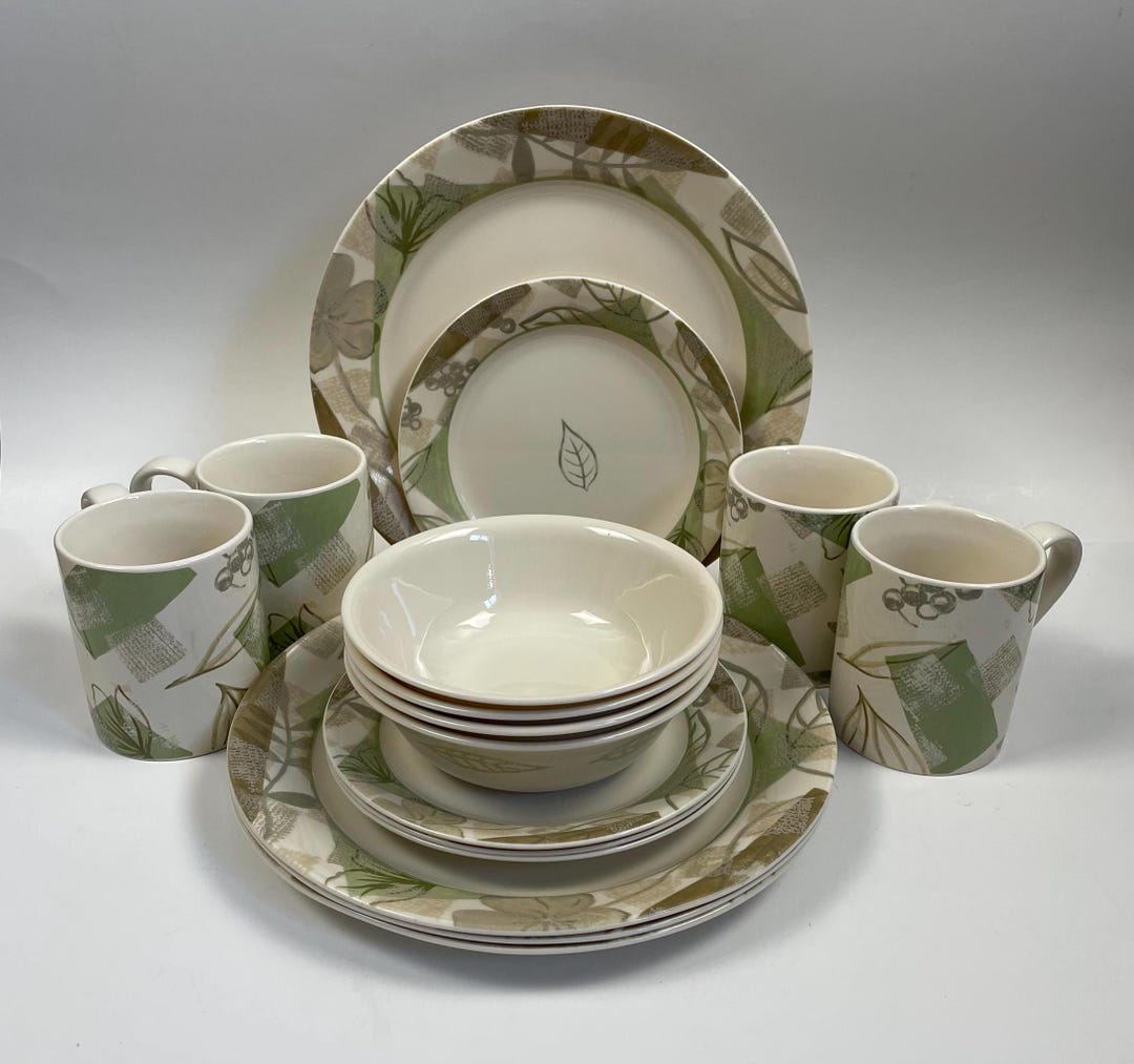 Corelle Sandstone Beige Textured Leaves Pattern by Corning – Dinner ...