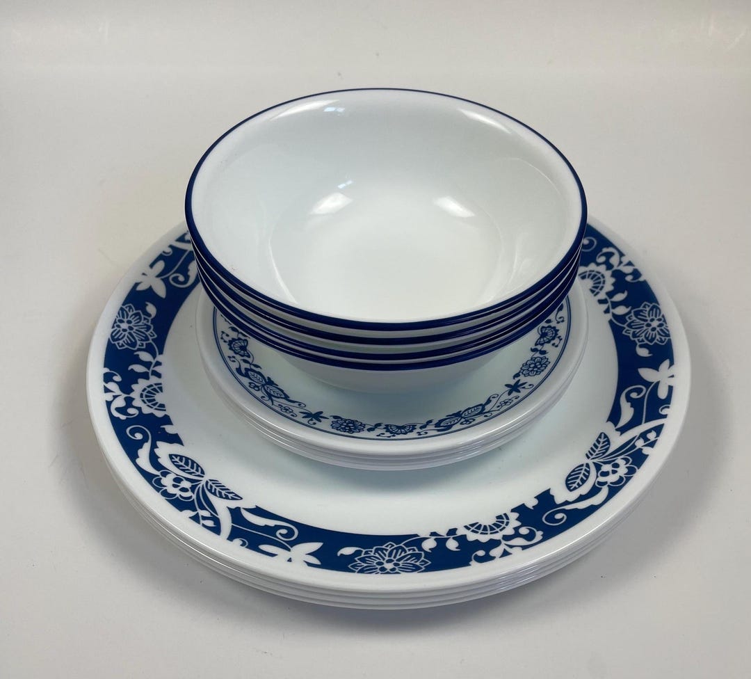Corelle Corning True Blue Pattern Dinner Plates, Salad Plates and ...