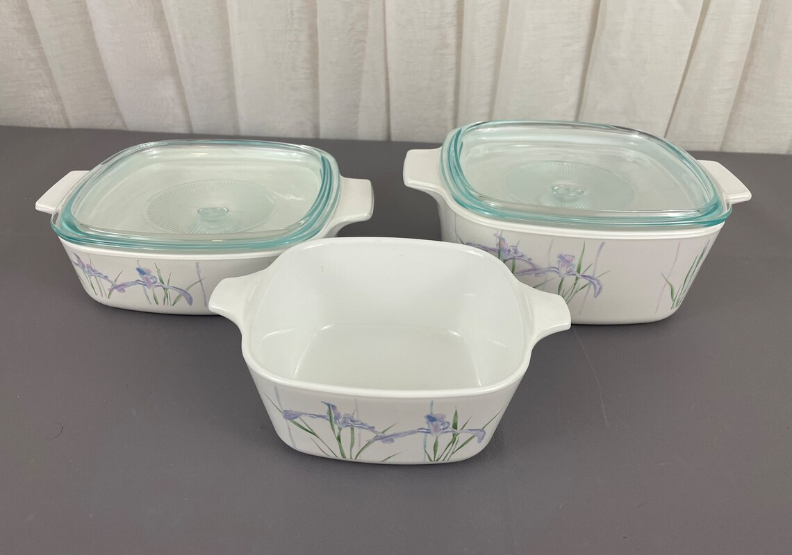 Corning Ware Casseroles Dishes in Shadow Iris Pattern - Etsy