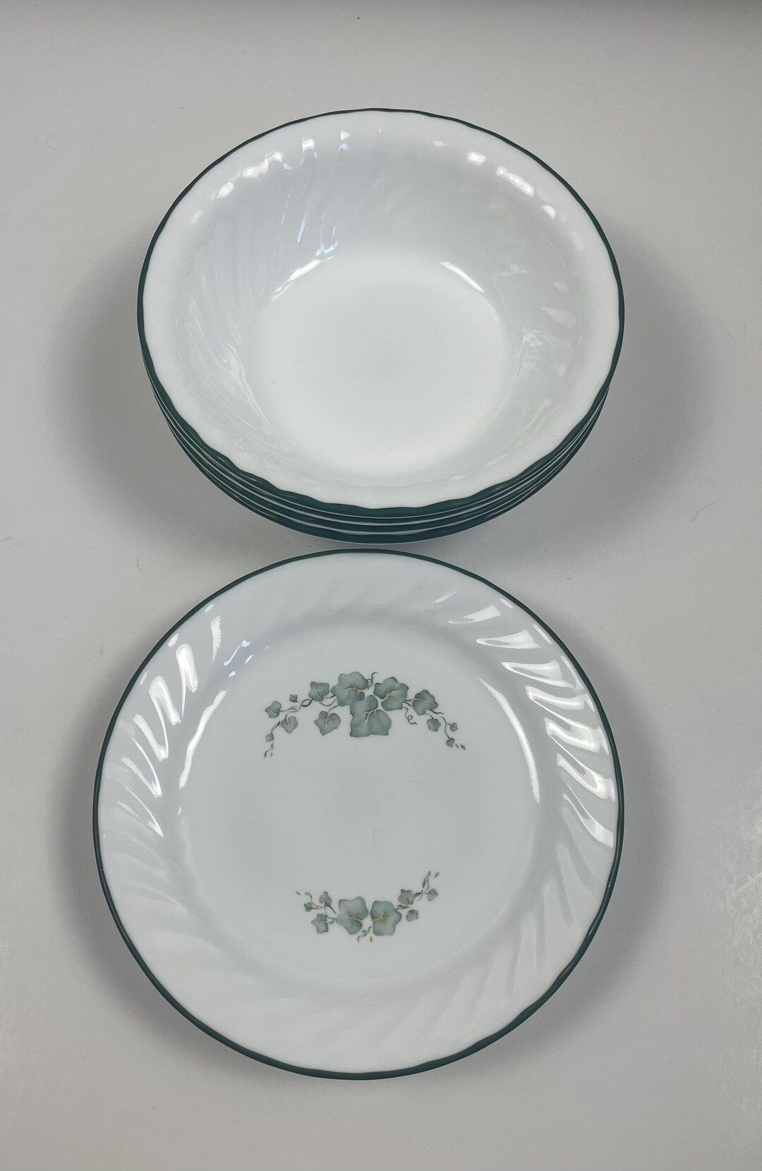Corning Corelle Callaway Ivy Green Salad Plates and Bowls -vintage - Etsy
