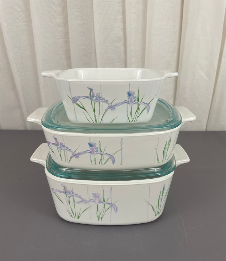 Corning Ware Casseroles Dishes in Shadow Iris Pattern - Etsy