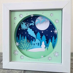 3D Christmas Scene Shadow Box SVG/ Christmas House in Forest 3D Layered ...