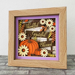 Pumpkin Fall Sign 3D Shadow Box SVG/ Thankful Grateful Blessed ...