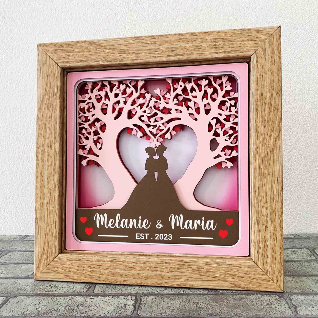 Two Brides Love Trees SVG/ Personalize Lesbian Wedding 3D - Etsy