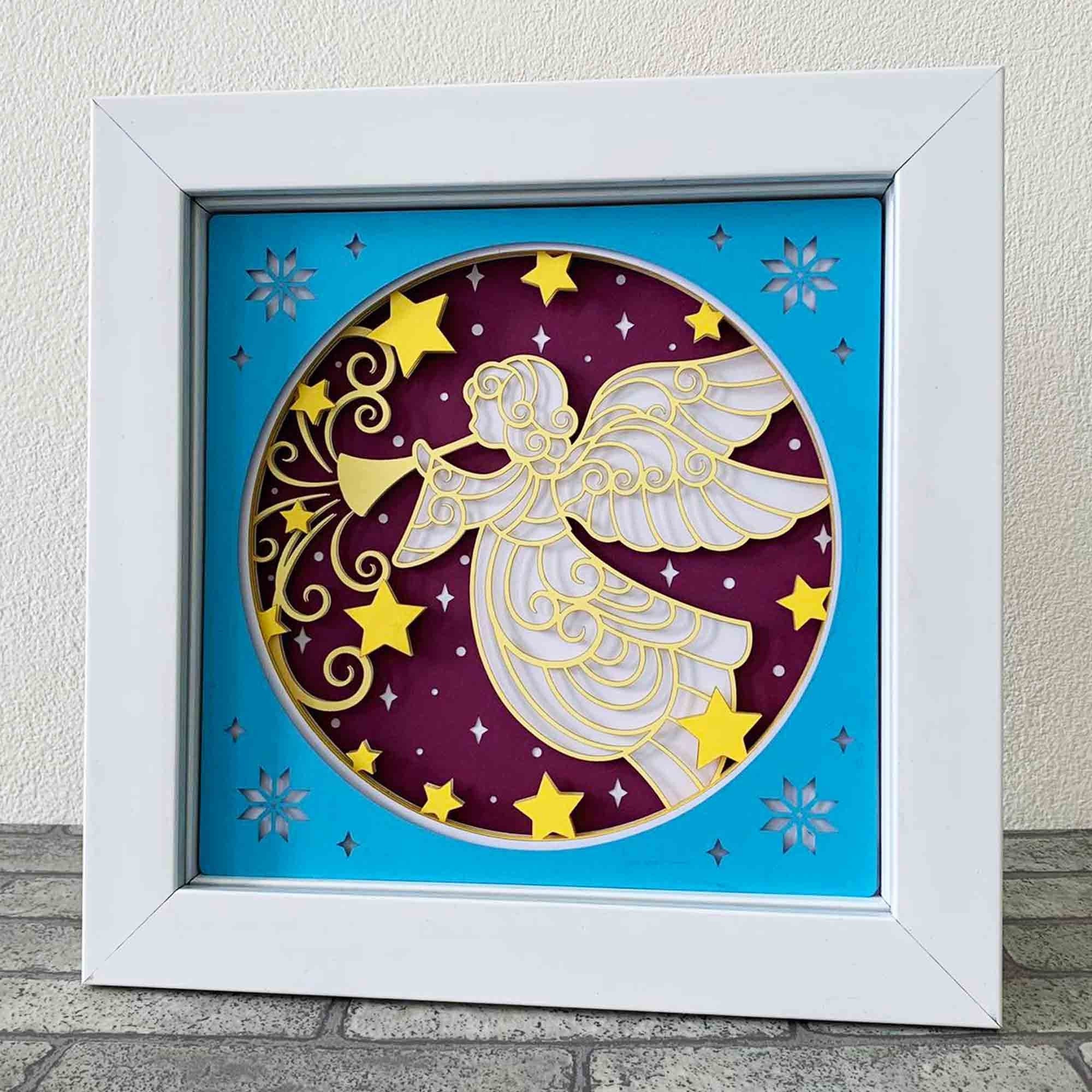 3D Christmas Angel Shadow Box SVG/ Angel Trumpet 3D Layered - Etsy