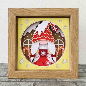 Hot Cocoa Gnome 3D Shadow Box/ Gingerbread House Christmas Layer SVG ...