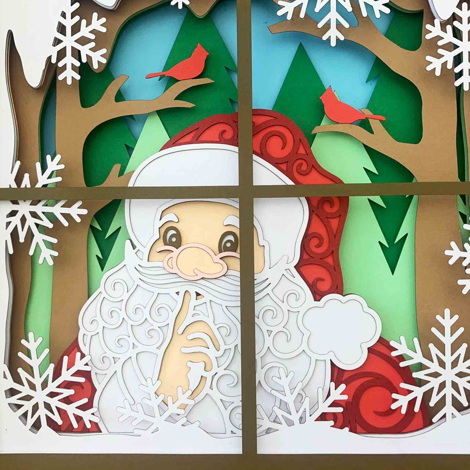 3D Santa at the Window Shadow Box SVG/ Christmas Home Decoration/ Santa ...