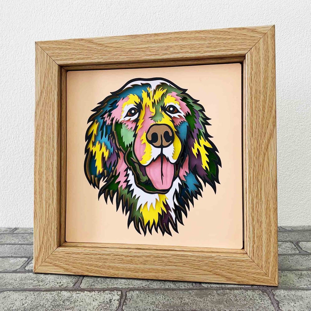 Dog 3D Layered SVG for Cardstock/ Golden Retriever Mandala Pop Art ...