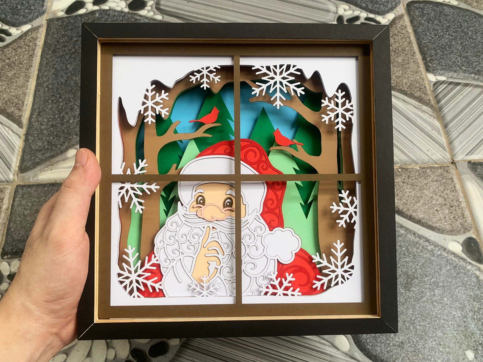 3D Santa at the Window Shadow Box SVG/ Christmas Home - Etsy