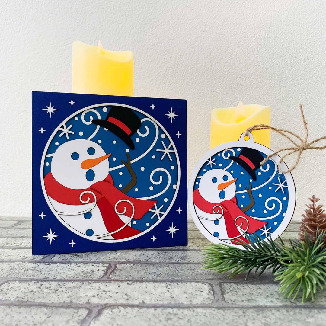 3D Snowman Shadow Box and Ornament SVG/ Snowman and Winter Wind ...