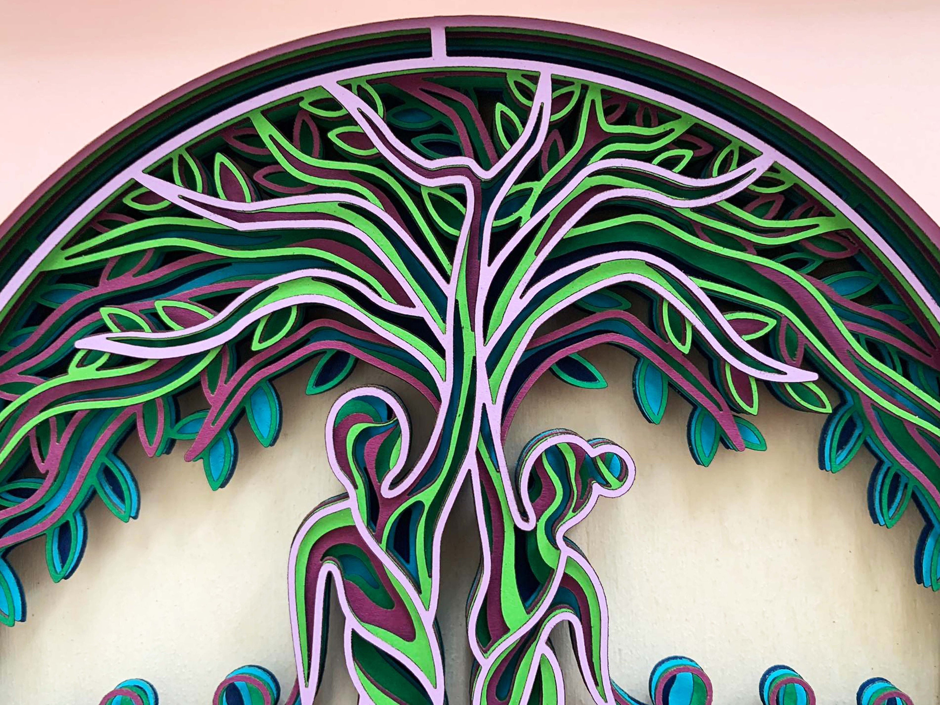 Family Tree of Life 3D Mandala SVG two Children/ Family Home | Etsy ...