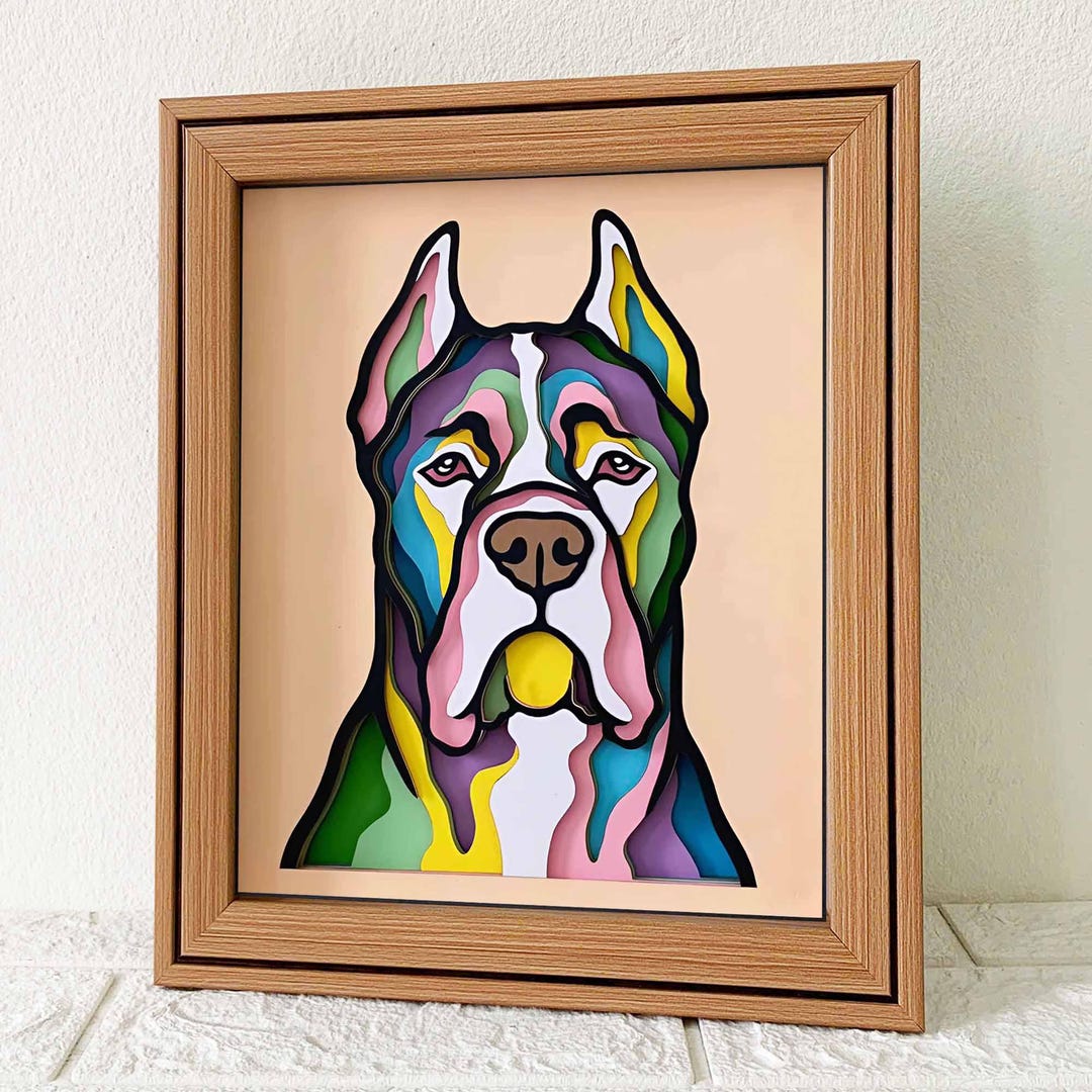 Cane Corso 3D Shadow Box SVG/ Colorful Cane Corso Papercut Art / Dog ...