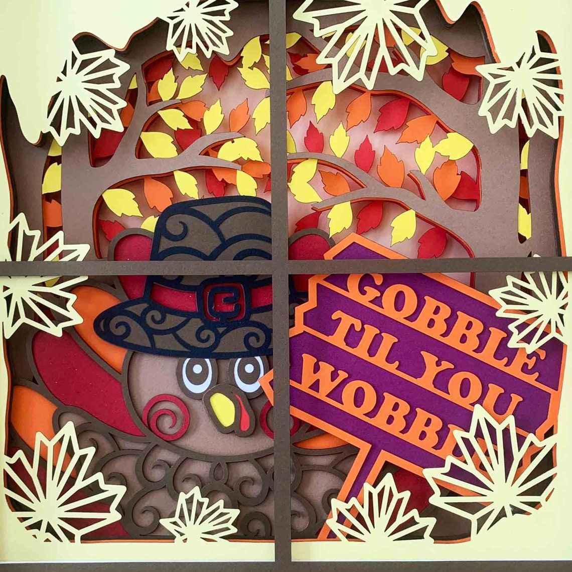 Thanksgiving Shadow Box SVG/ Peeking Turkey 3D Layer SVG/ - Etsy