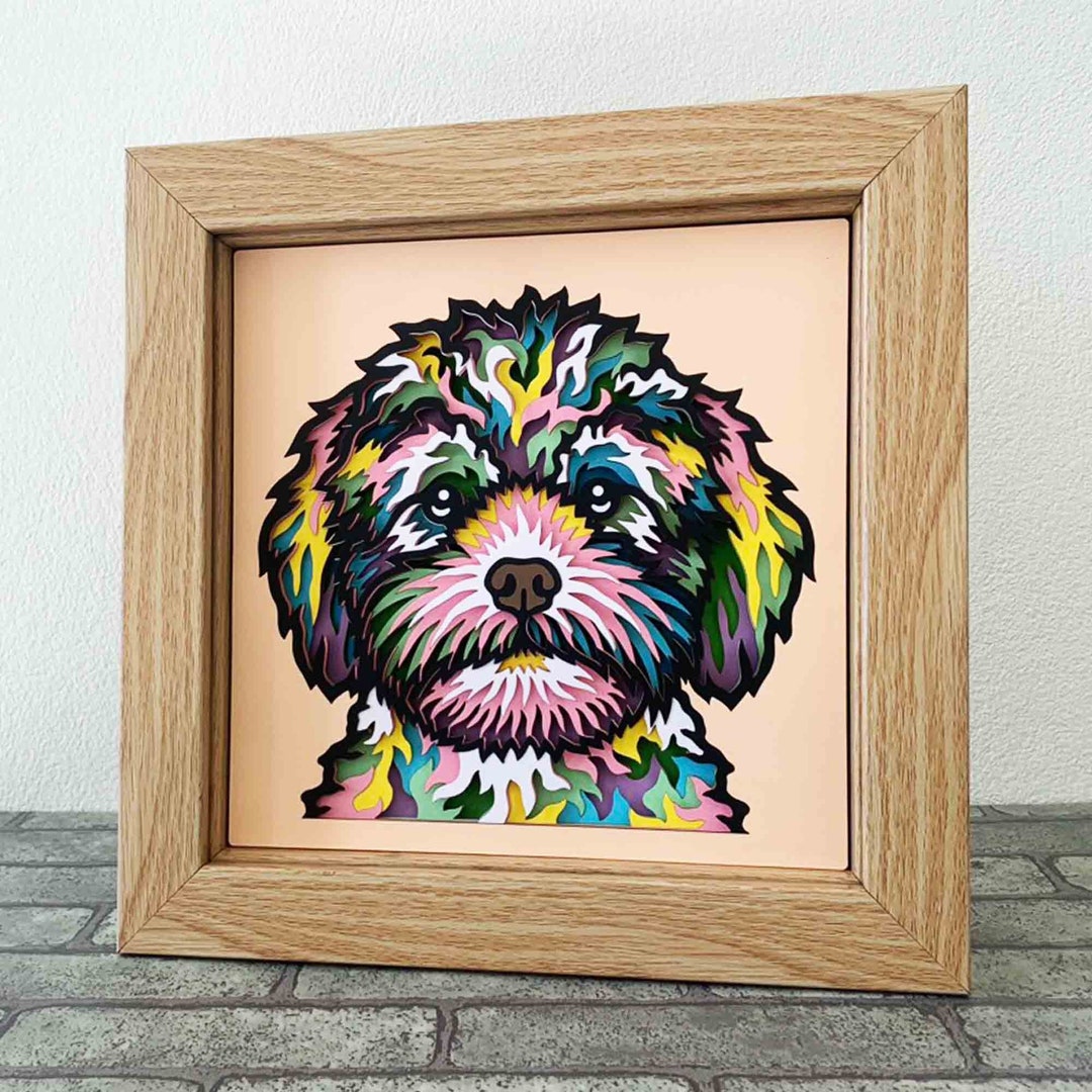 Cavapoo 3D Layered SVG for Cardstock/ 3D Cavoodle Shadow Box/ Colorful ...