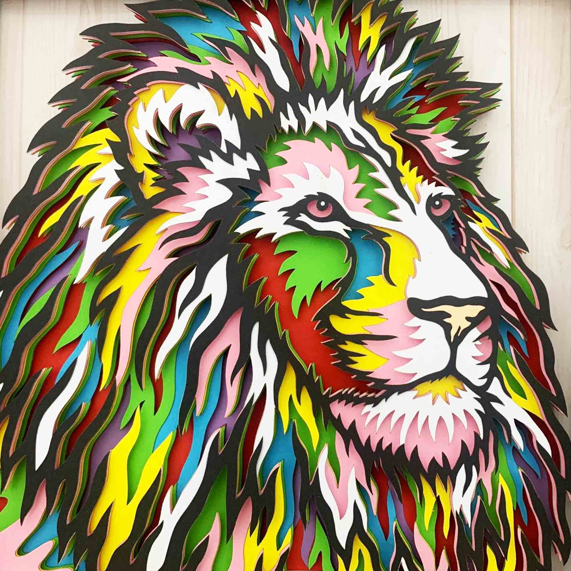 Lion 3D Layered SVG for Cardstock/ Colorful Lion 3D Multilayer - Etsy UK
