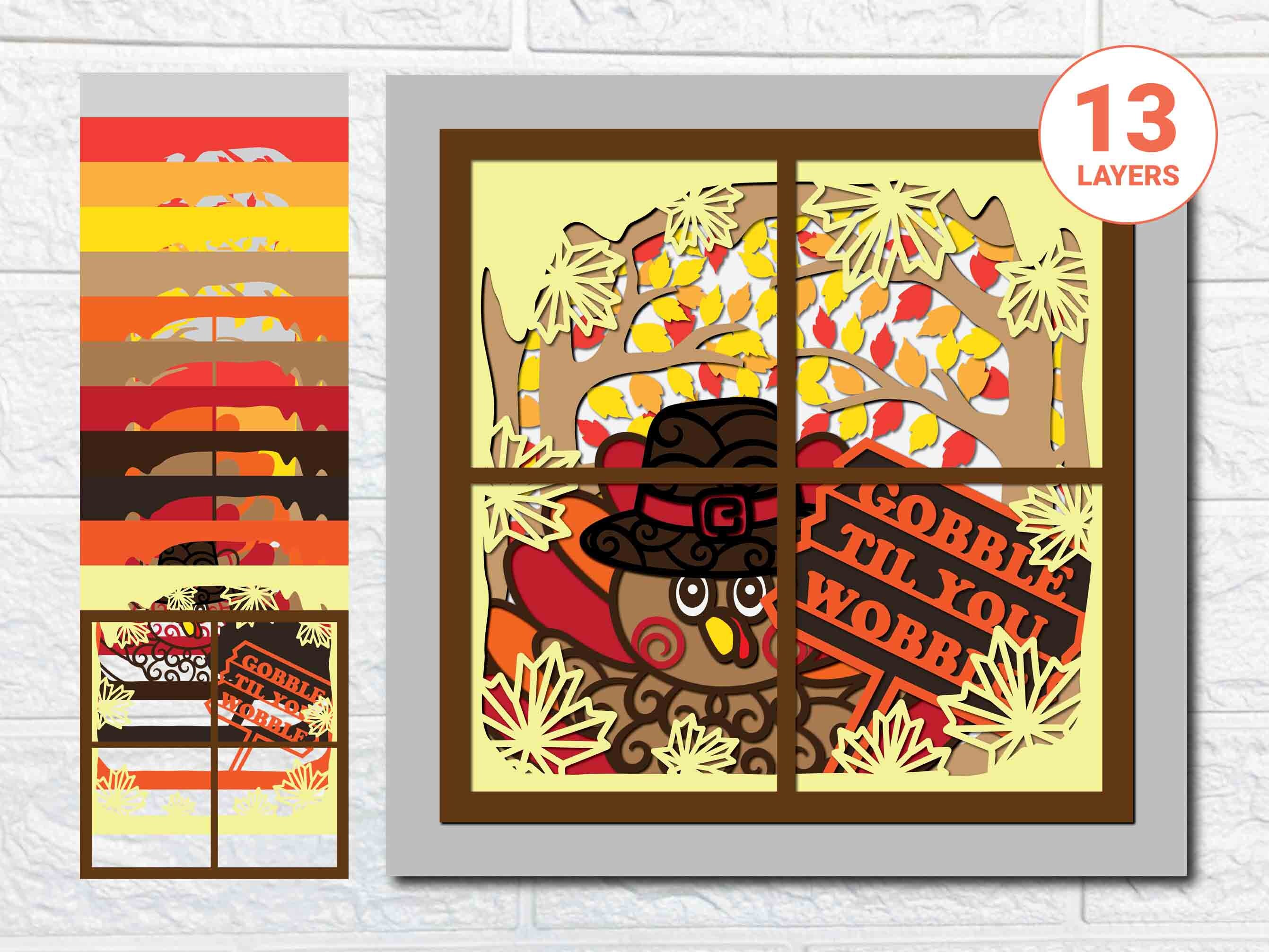 Thanksgiving Shadow Box SVG/ Peeking Turkey 3D Layer SVG/ - Etsy
