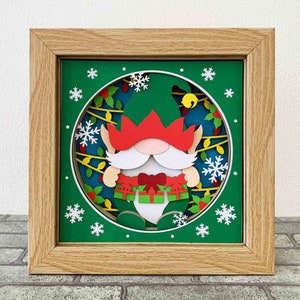 Christmas Elf Gnome 3D Shadow Box/ Elf Santa Gnome Christmas Layer SVG ...