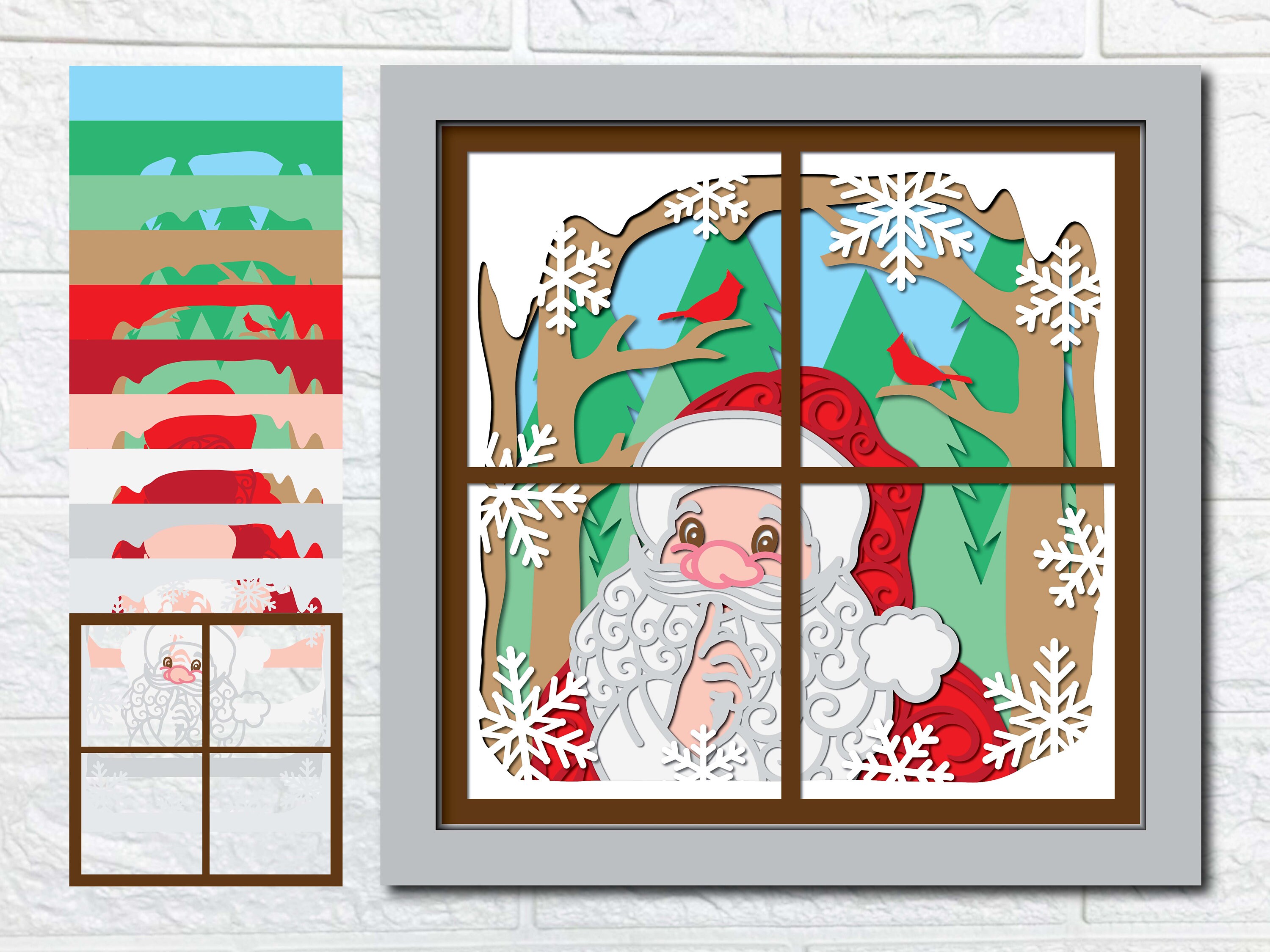 3D Santa at the Window Shadow Box SVG/ Christmas Home - Etsy