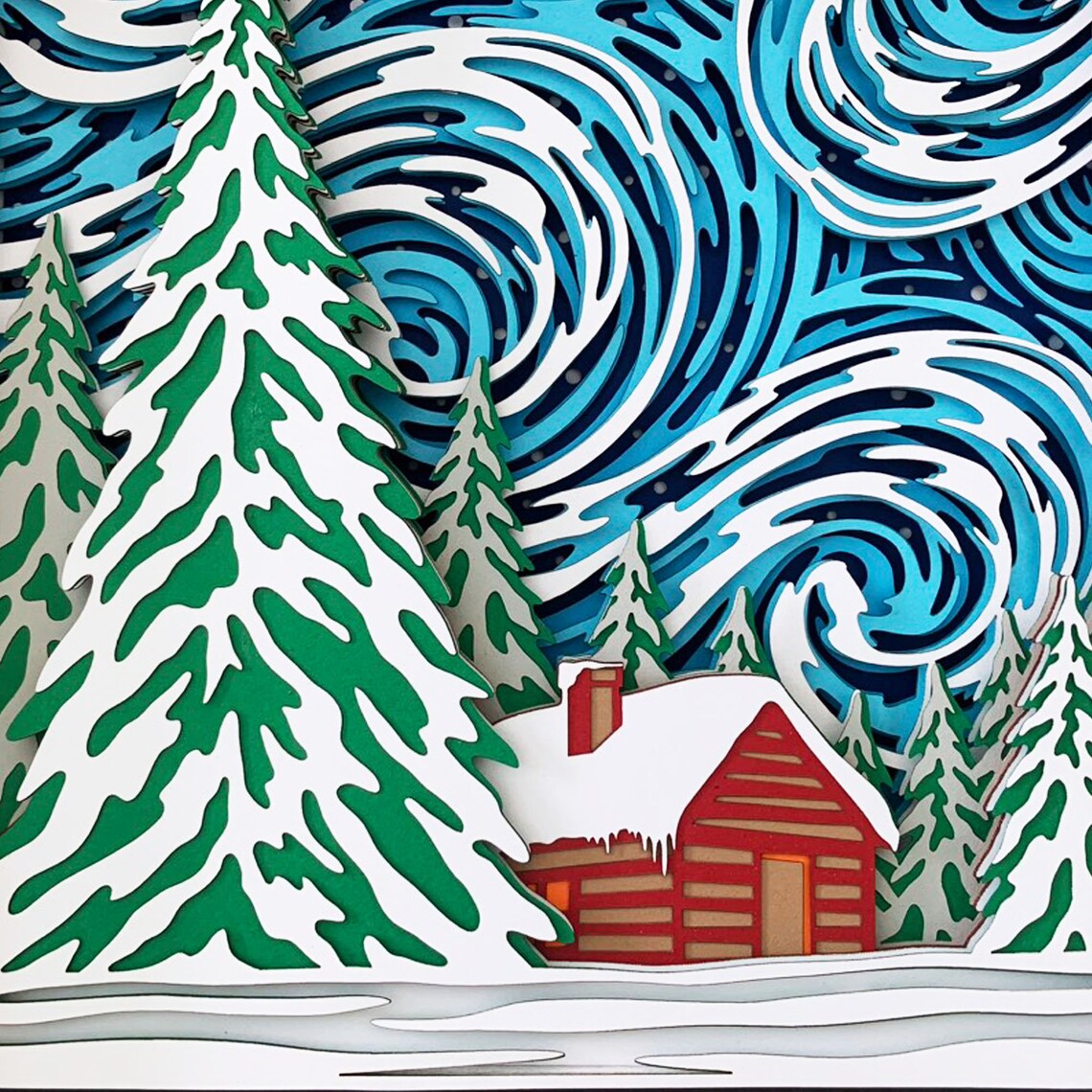 Snow Winter Day 3D Shadow Box SVG/ Winter Wind 3D Layered Cardstock ...