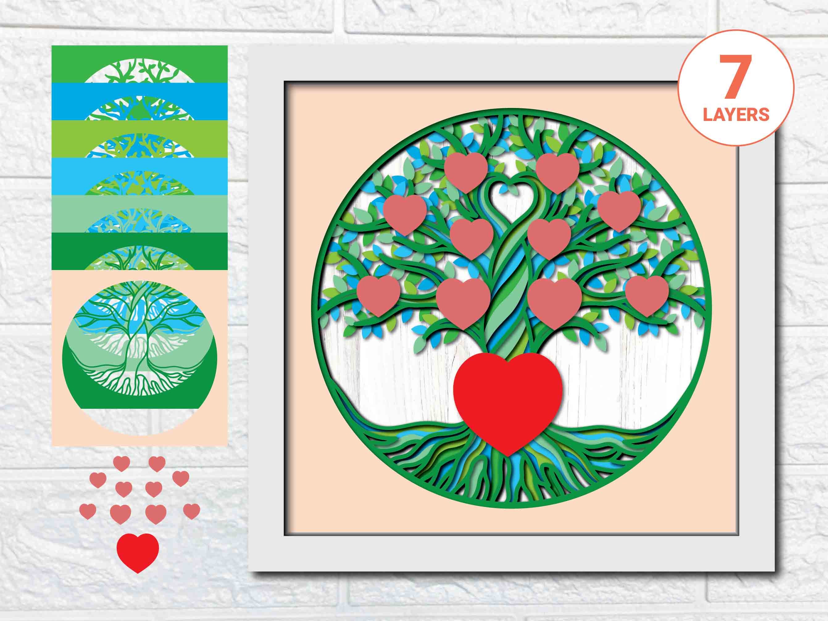 Personalized 3D Family Tree Shadow Box/ Family Tree Mandala - Etsy