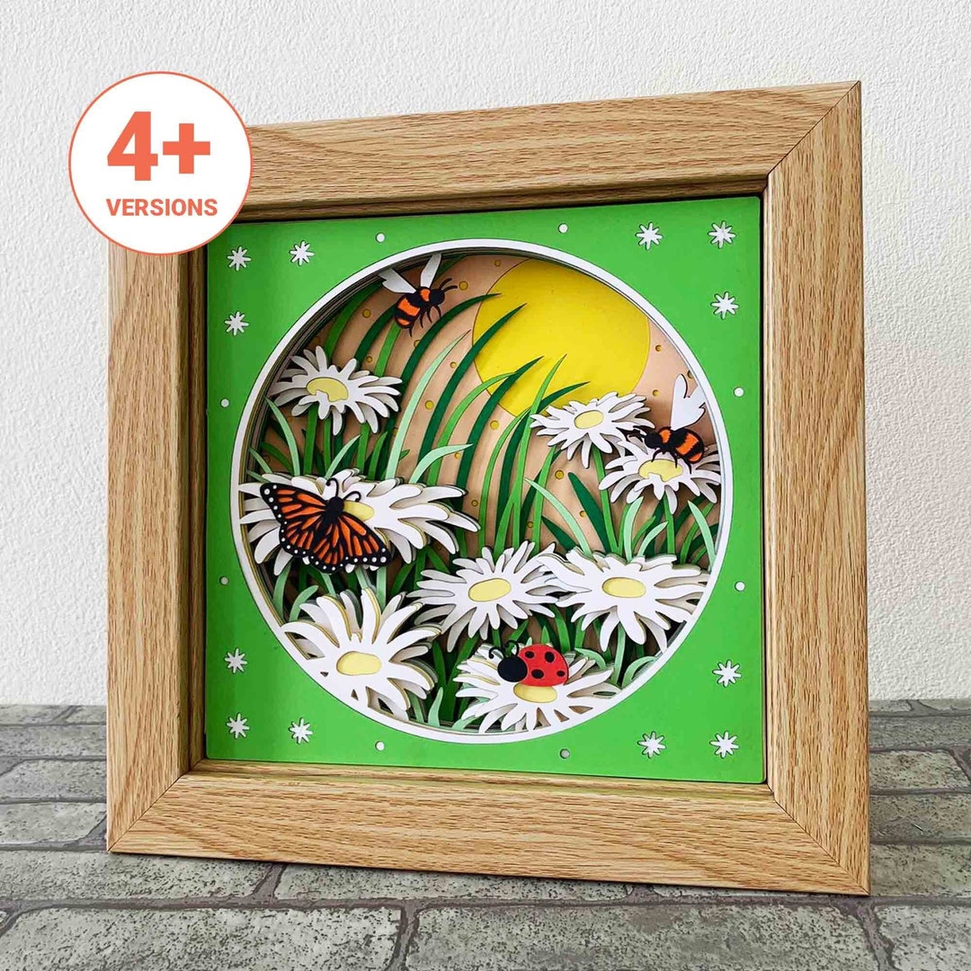 Daisy and Insects 3D Shadow Box SVG/ Daisy Layered Cardstock/ Summer ...