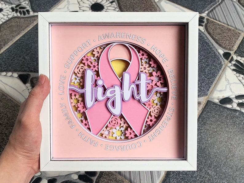 Cancer Awareness Shadow Box SVG/ Fight Cancer 3D Layer SVG/ - Etsy