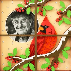 Personalize Cardinal Memorial Shadow Box SVG / Cardinal at Window ...