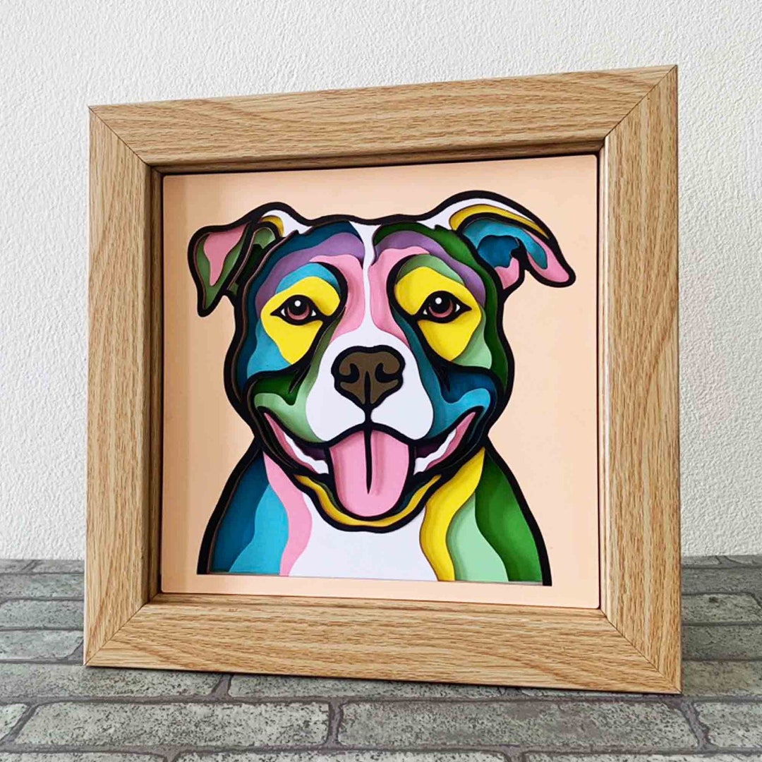 Staffordshire Terrier 3D Layer SVG/ Staffy 3D Mandala/ 3D Dog Shadow ...
